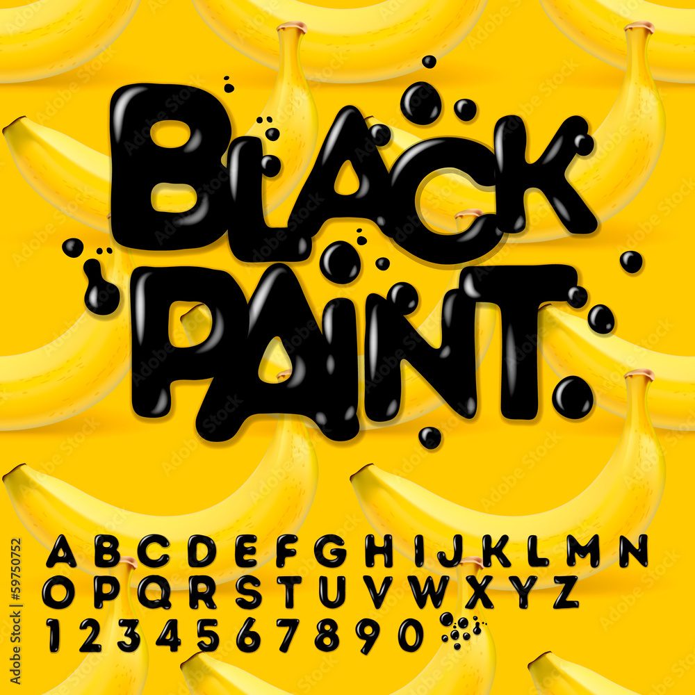 Black oil painted alphabet, vector Eps10 illustration. Stock Vector ...