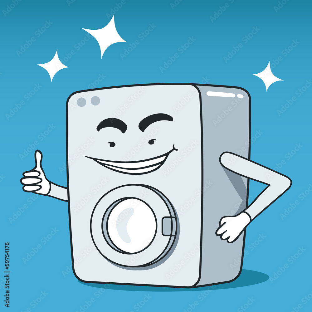 Vector illustration of vintage washing machine cartoon character Stock ...