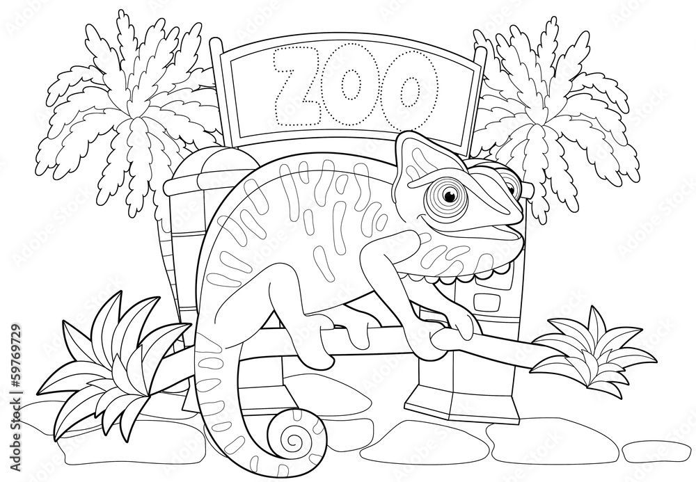 Coloring page - the zoo - illustration for the children Stock ...