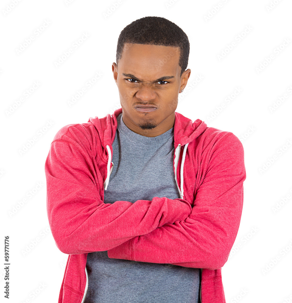 Unhappy, upset, envious, angry, young man, student, thinking Stock ...