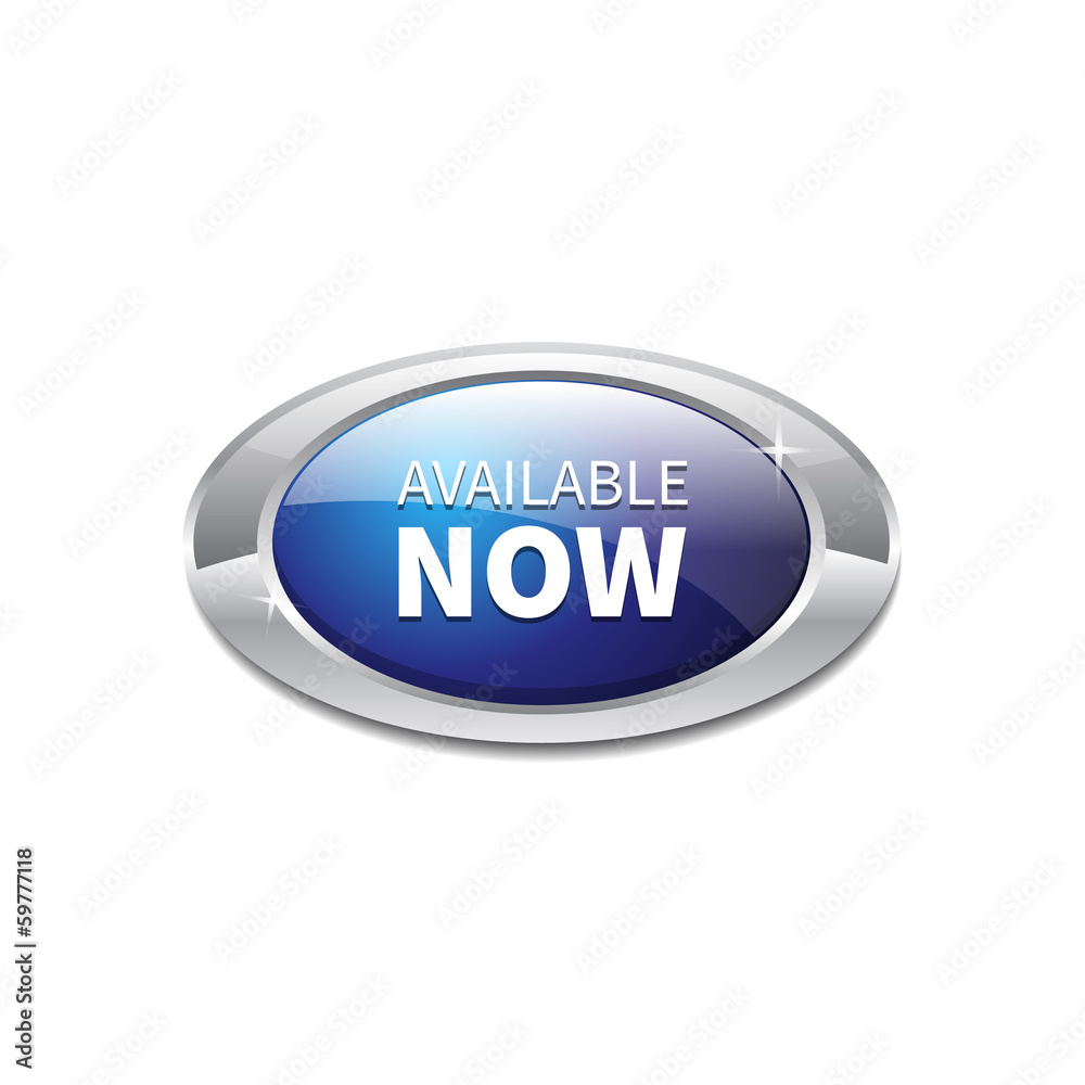 Available Now Blue Vector Button Icon Stock Vector | Adobe Stock