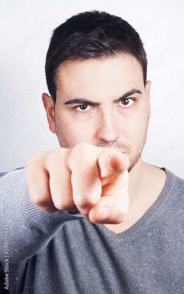 hombre señalando Stock Photo | Adobe Stock