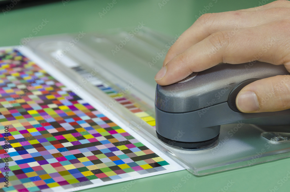 spectrophotometer measurment of color patches on Test Arch Stock Photo ...