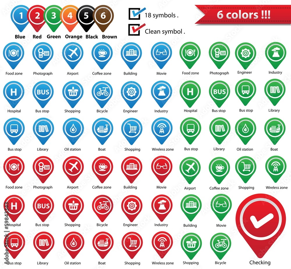 Vector Map Pins Pointer,Symbols for use map,vector Stock Vector | Adobe ...