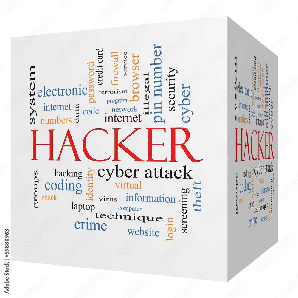 Hacker 3D cube Word Cloud Concept Stock Illustration | Adobe Stock