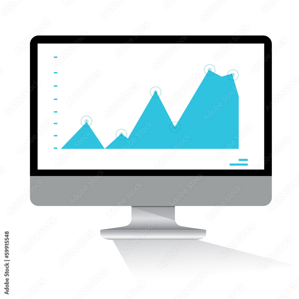data monitoring icon, graph in computer screen Stock Vector | Adobe Stock