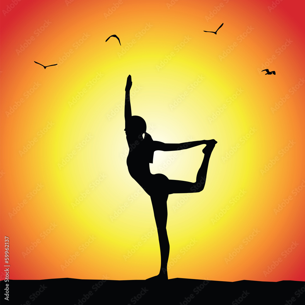 Sunset yoga poster Stock Vector | Adobe Stock