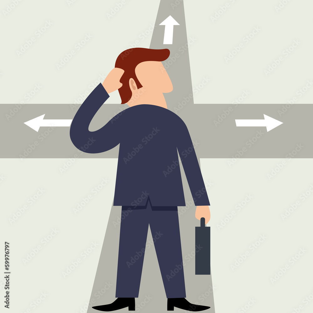 Simple cartoon of a man figure standing at the intersection Stock ...