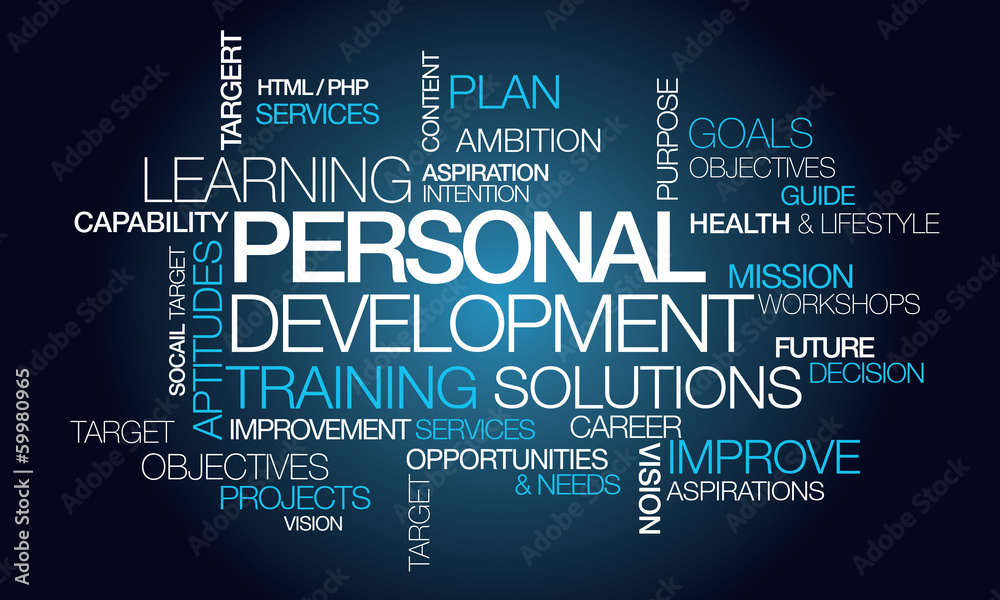 Personal development training plan word tag cloud illustration Stock ...
