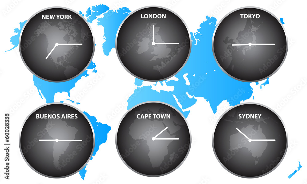 Time Zones Around The World Stock Vector | Adobe Stock