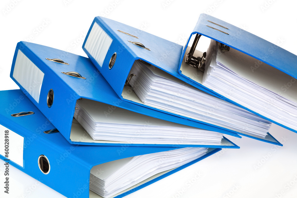 Akten Ordner mit Schriftstücken und Dokumenten Stock-Foto | Adobe Stock