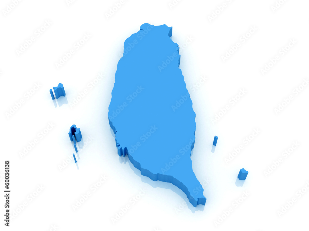 3d map of Taiwan with high-resolution on white background Stock ...
