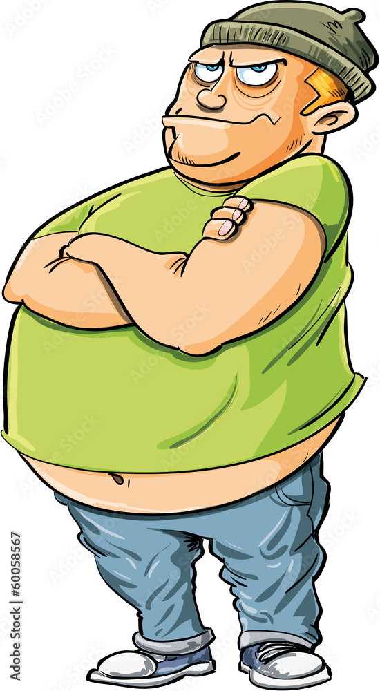 Cartoon bully with a fat belly. Isolated on white Stock Illustration ...