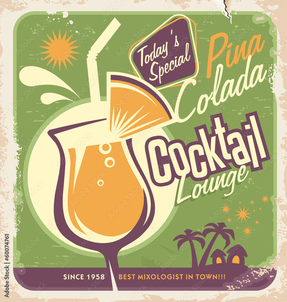 Retro poster design for one of the most popular cocktails Stock Vector ...
