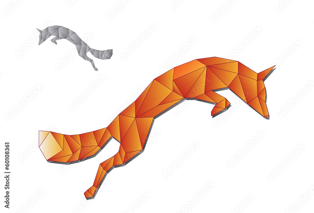 Jumping fox made of triangles Stock Vector | Adobe Stock