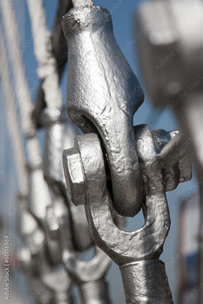 Ovens connection of the deck through shackles Stock Photo | Adobe Stock