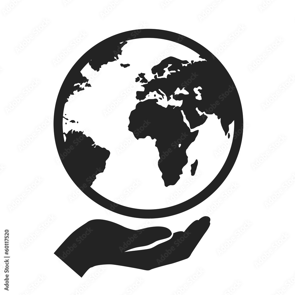 Hand Holding Globe Earth Vector Web Silhouette Icon Stock Vector