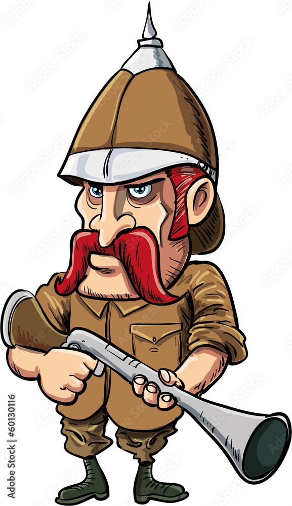 Cartoon big game hunter with pith helmet Stock Vector | Adobe Stock