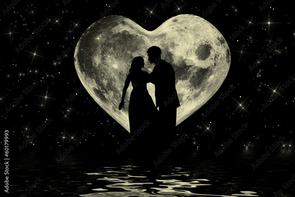 Valentine romantic atmosphere with heart shaped moon Stock Photo ...
