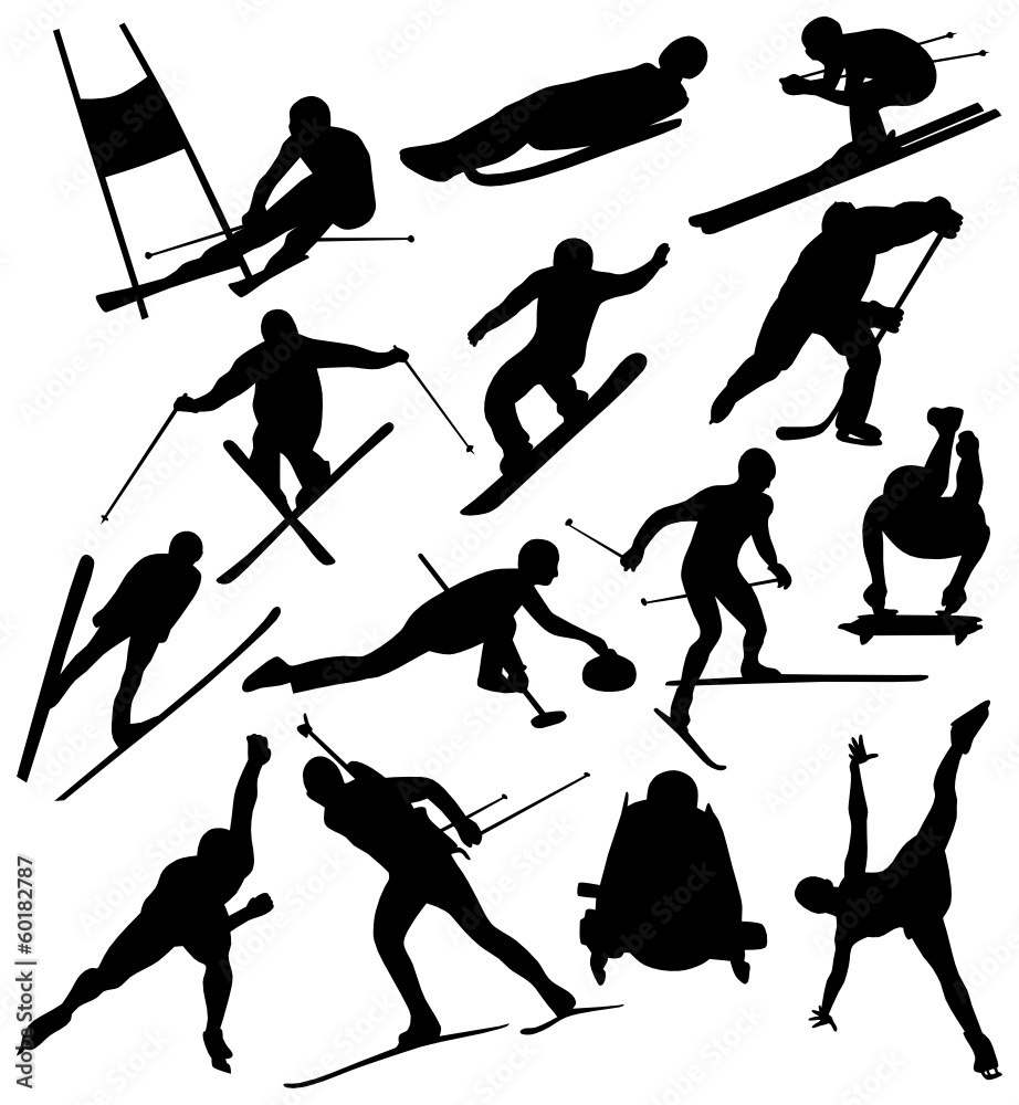 Silhouettes of Winter Sports Stock Vector | Adobe Stock