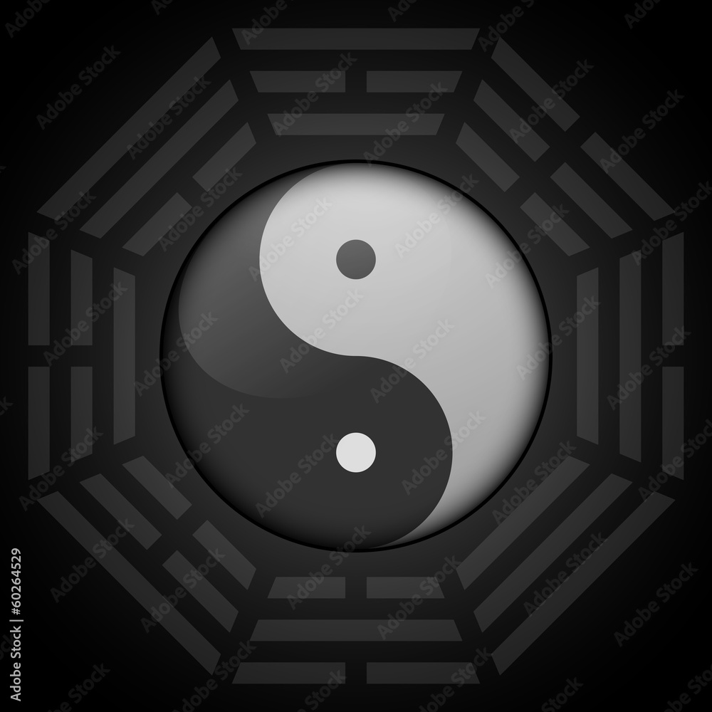 yin yang with bagua octagon Stock Vector | Adobe Stock