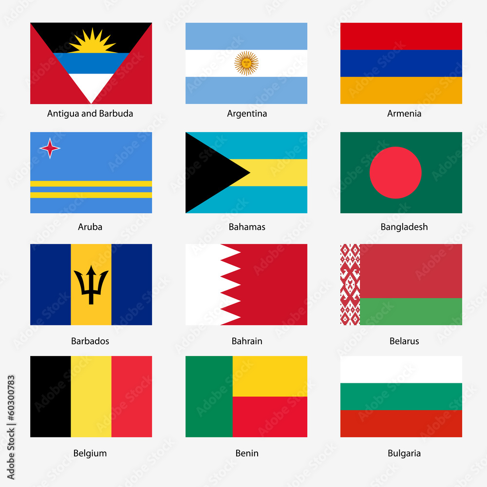 Set Flags of world sovereign states. Vector illustration. Set n Stock ...