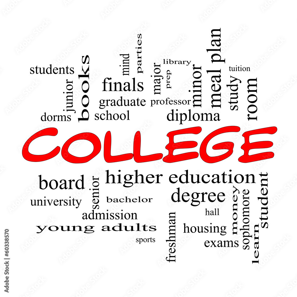 College Word Cloud Concept in red caps Stock Illustration | Adobe Stock