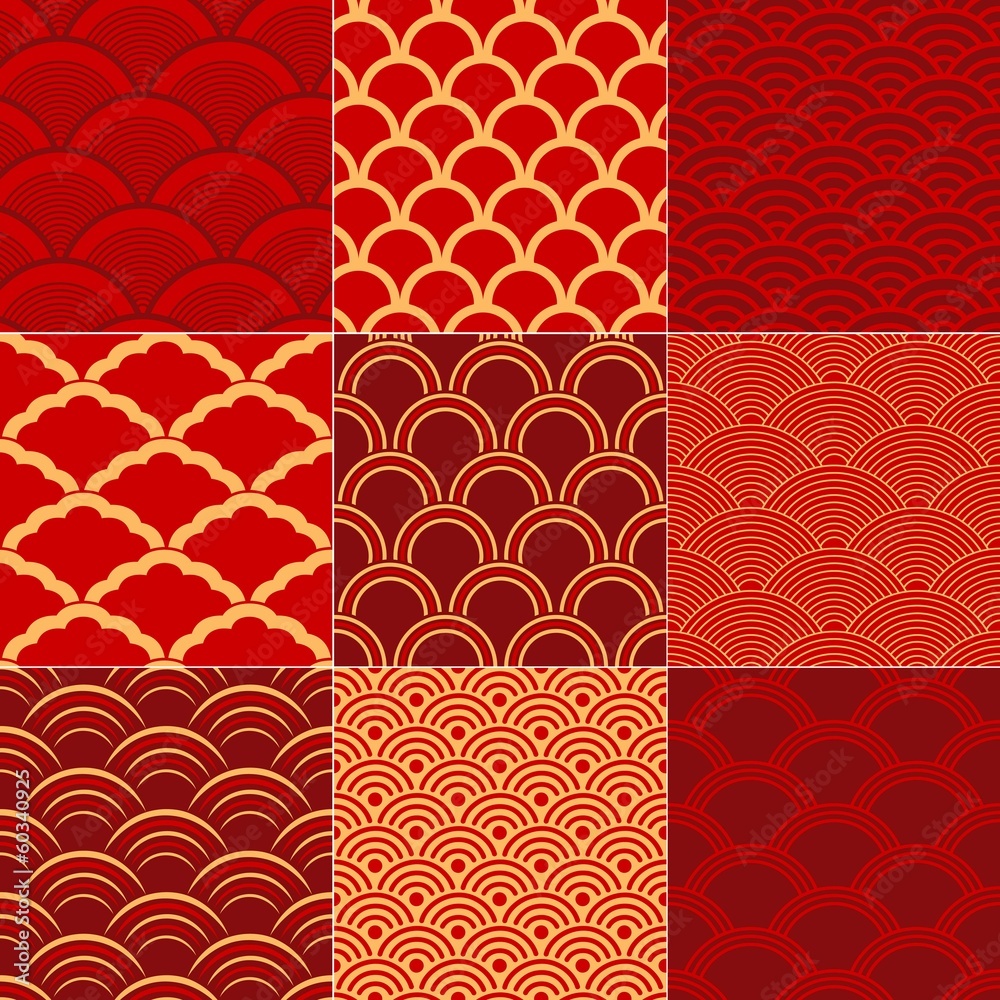 seamless chinese ocean wave background Stock Vector | Adobe Stock