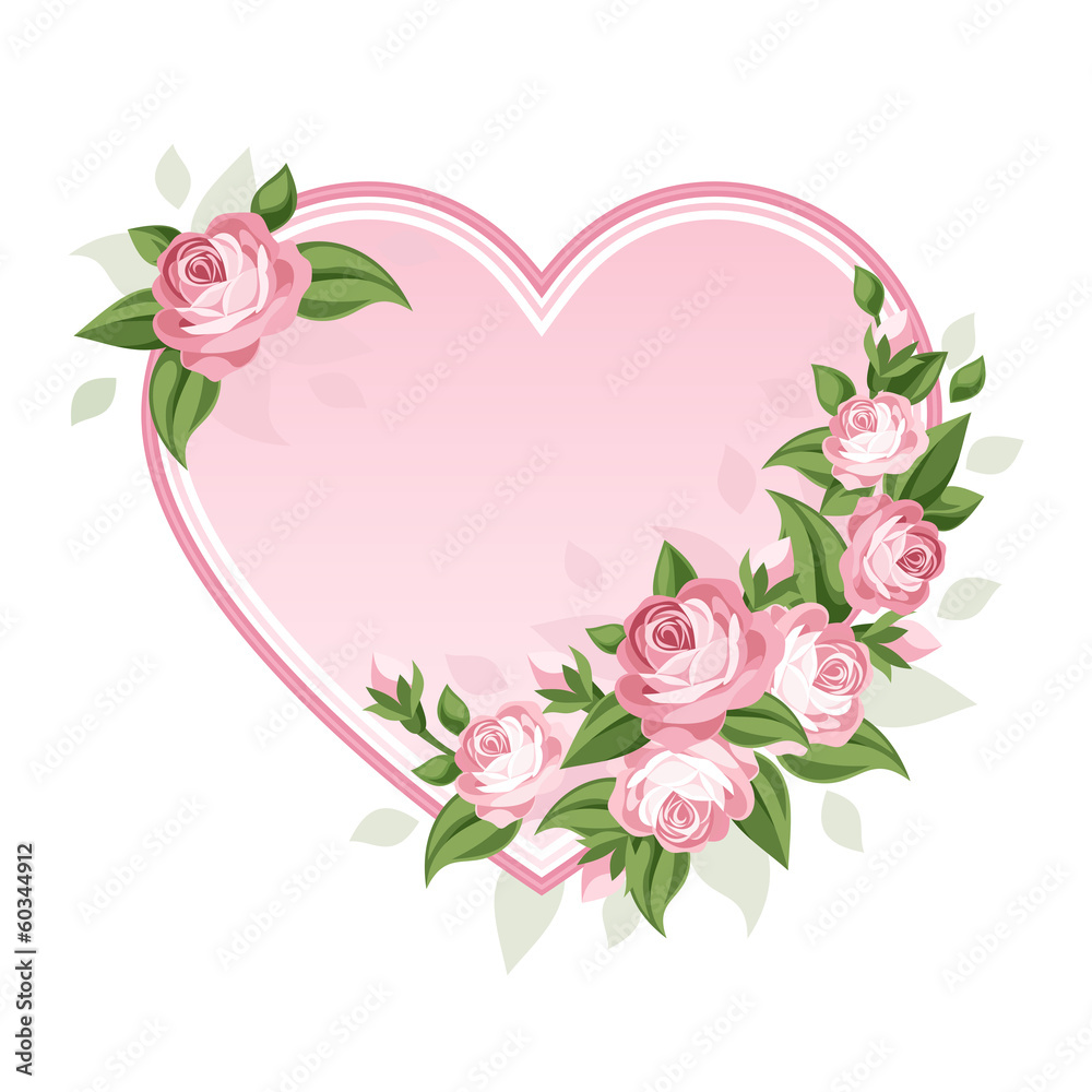 Heart and roses. Vector illustration. Stock Vector | Adobe Stock