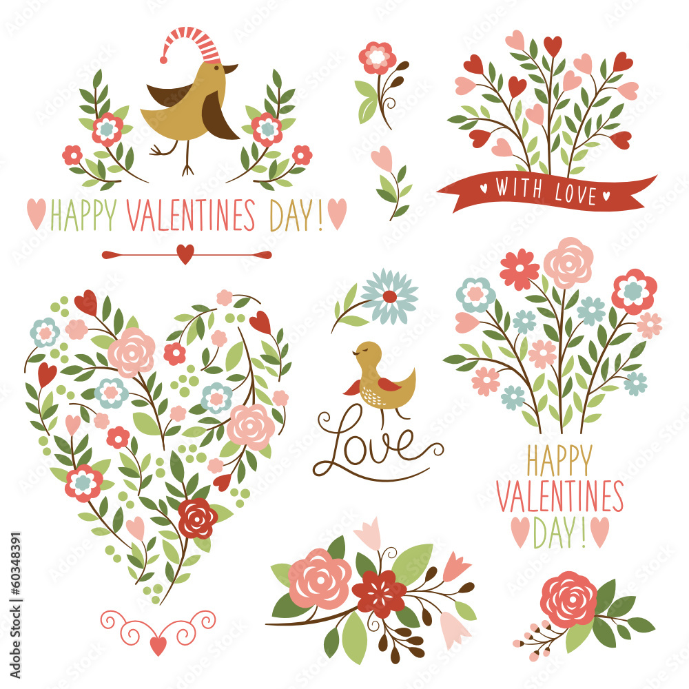 Valentine's day graphic elements, vector collection Stock Vector ...