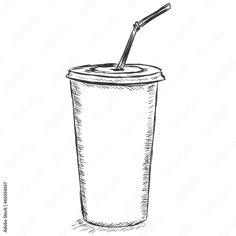 vector sketch illustration - plastic cup Stock Vector | Adobe Stock