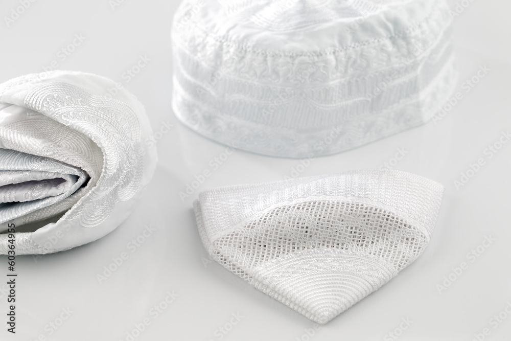 Skull caps are worn by Muslim men, also known as the Keffiyeh Stock ...