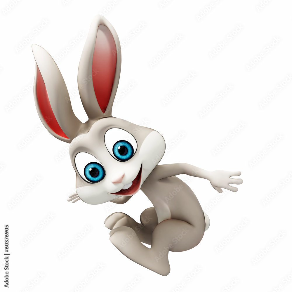 Easter happy bunny with jumping Stock Illustration | Adobe Stock