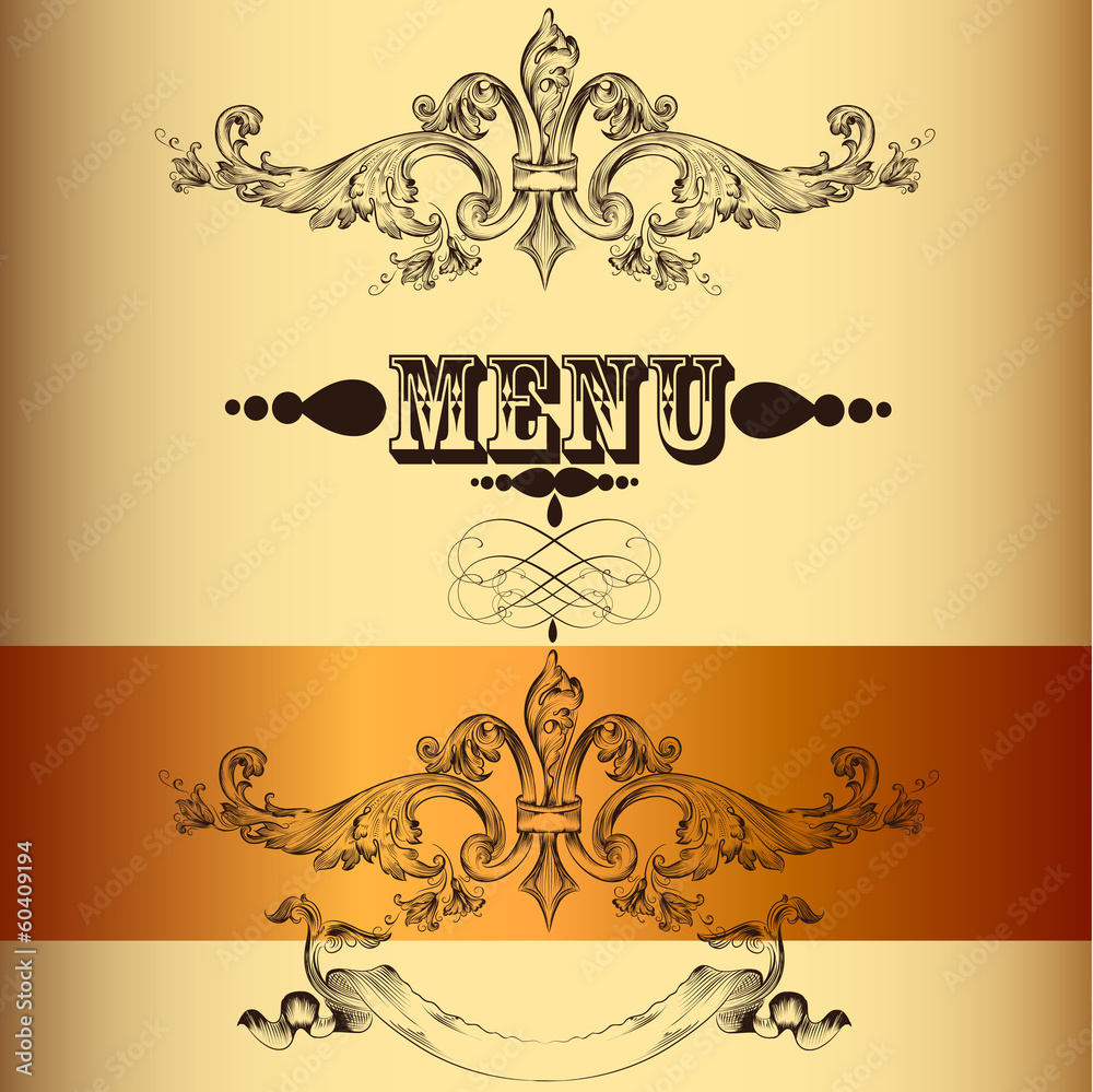 Elegant menu design in vintage style Stock Vector | Adobe Stock