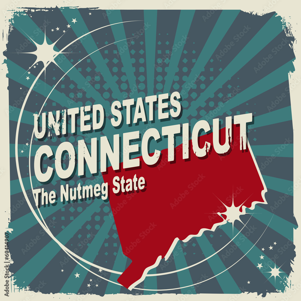 Abstract label with name and map of Connecticut, vector Stock Vector ...