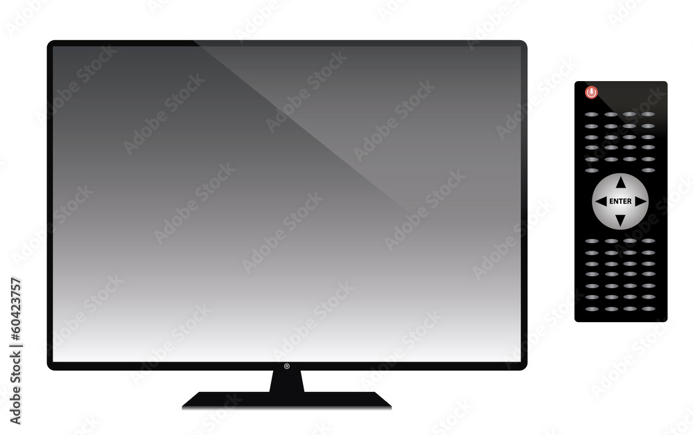 LCD TV with a remote control vector illustration Stock Vector | Adobe Stock