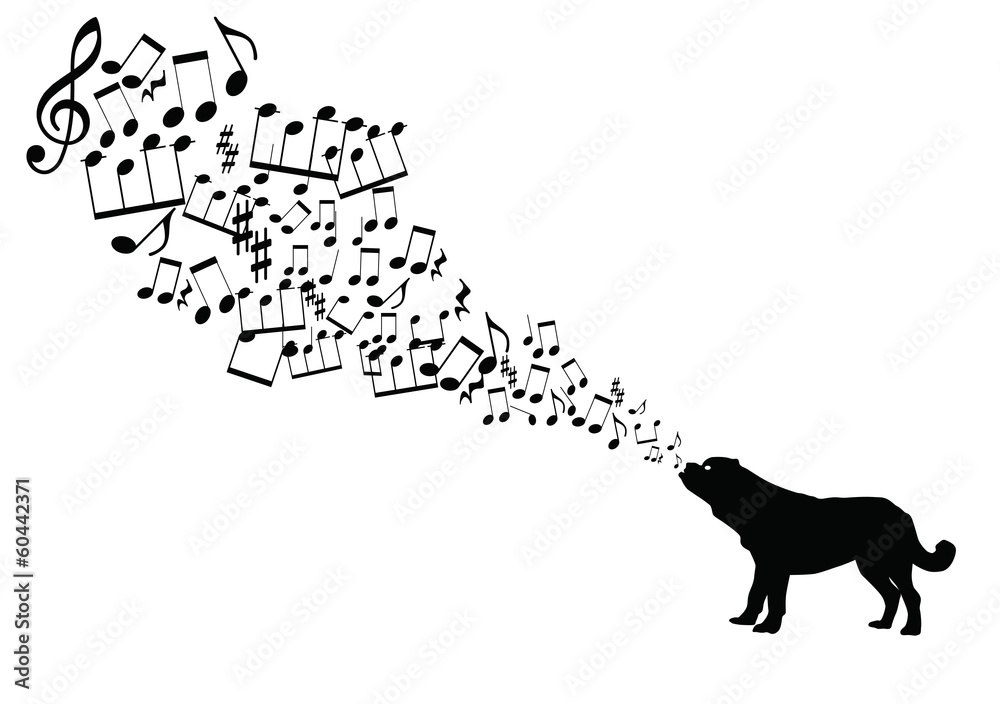 music notes takes off from dog's mouth Stock Vector | Adobe Stock
