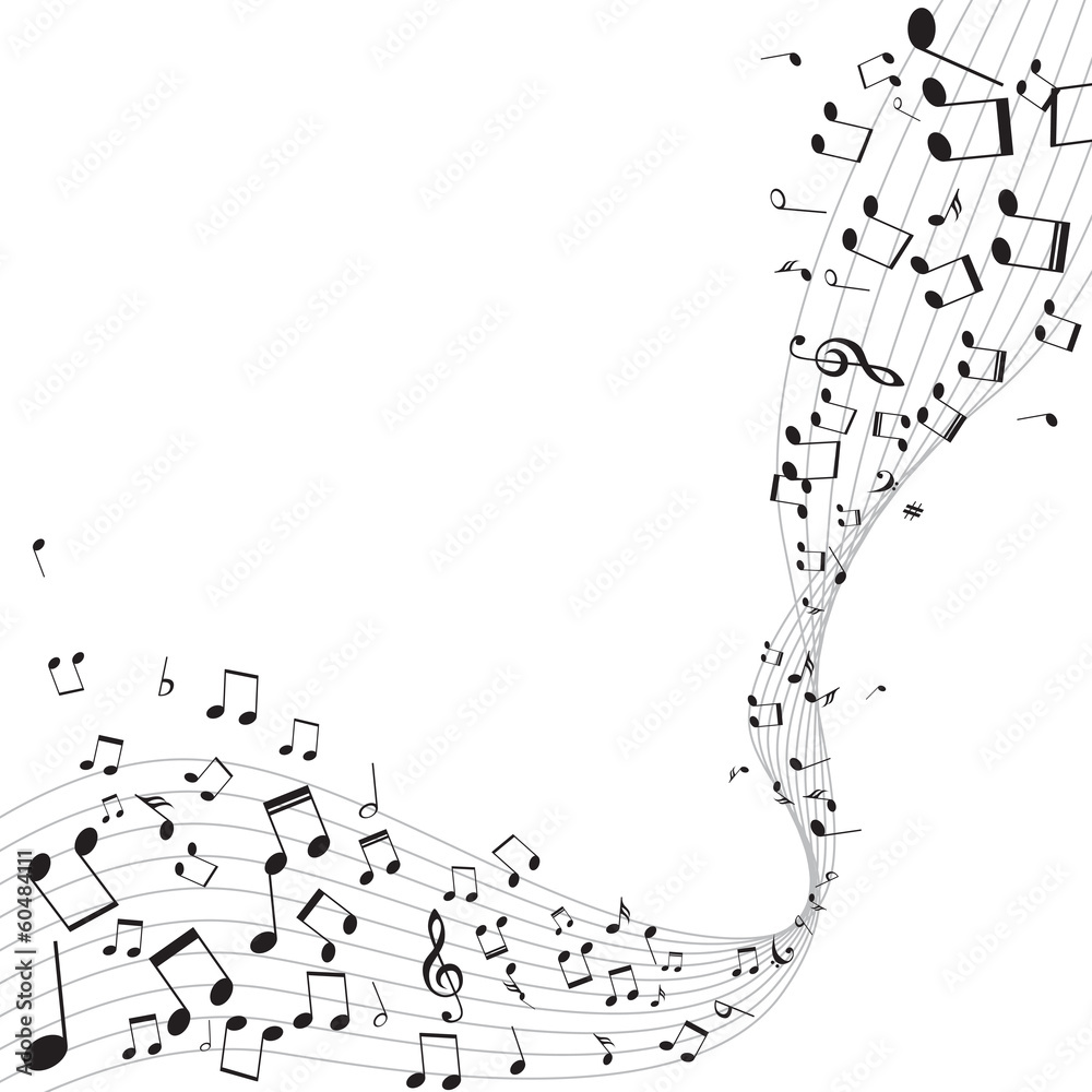 Various music notes on stave, vector Stock Vector | Adobe Stock