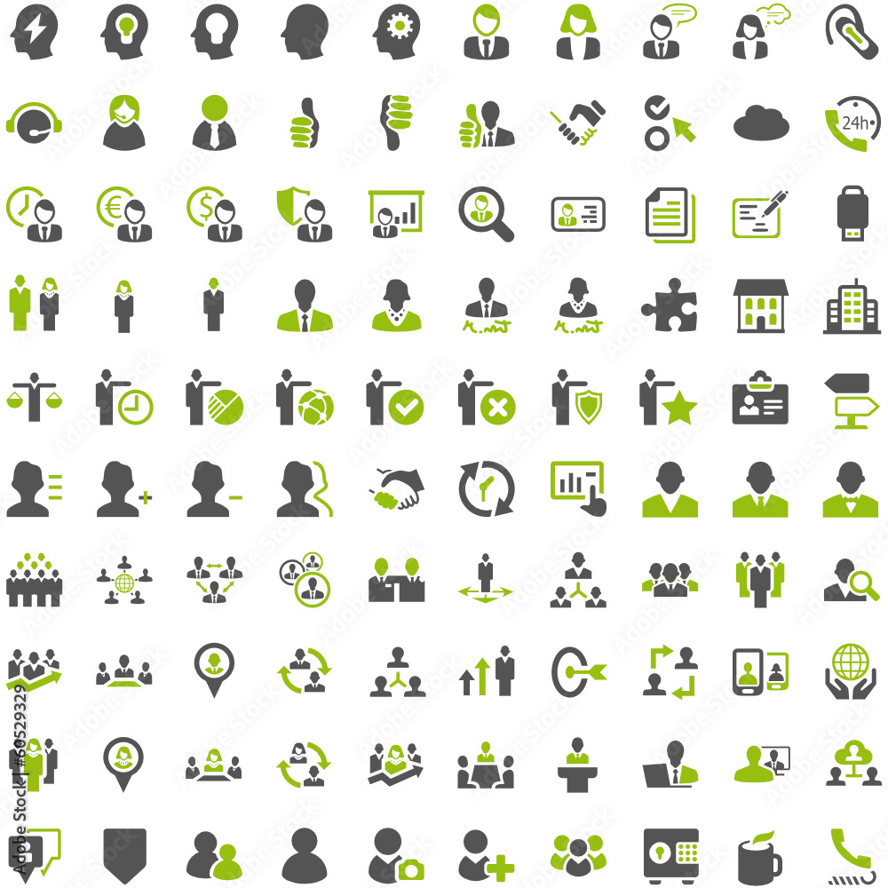 Top Green Grey Icons - People Work Business Stock-Vektorgrafik | Adobe ...
