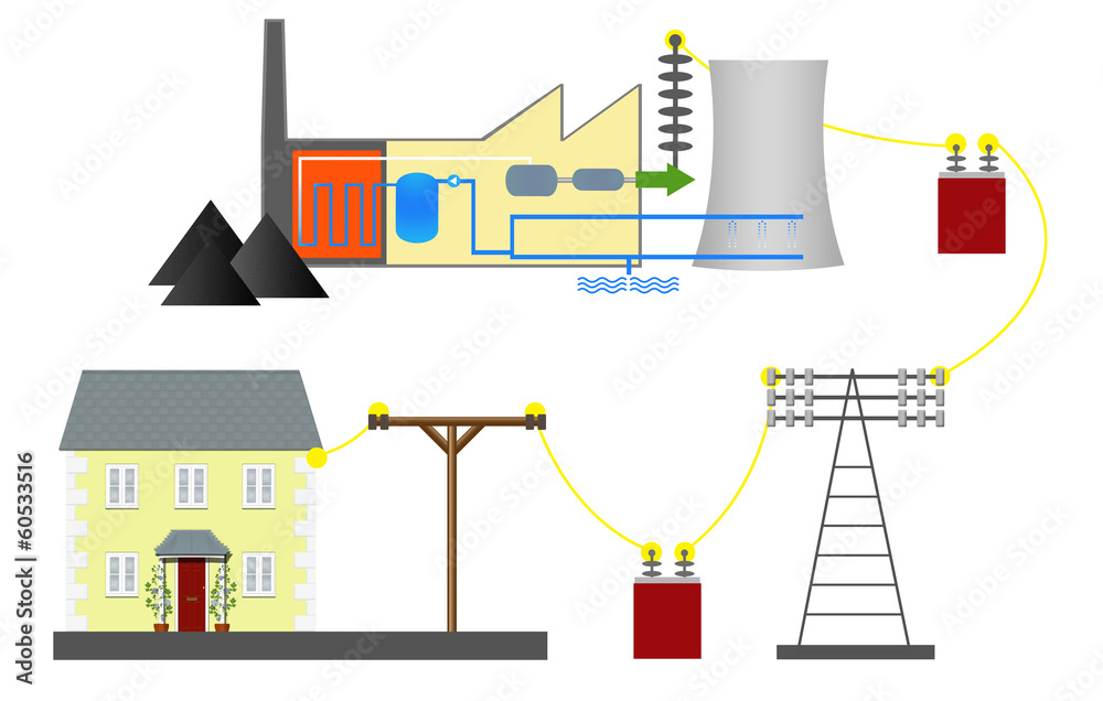 Illustration of coal energy generation Stock Illustration | Adobe Stock
