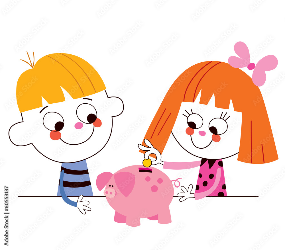 Piggy Bank With Money Clipart For Children