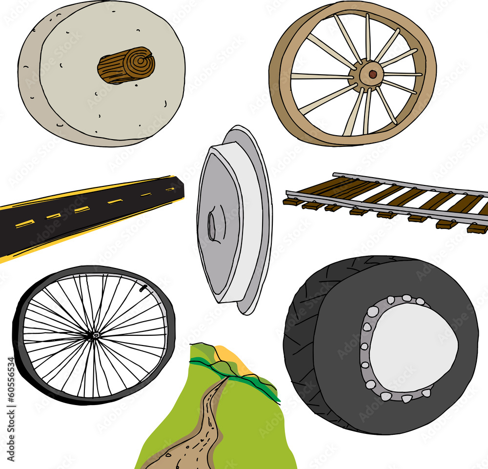 Evolution of The Wheel Stock Vector | Adobe Stock