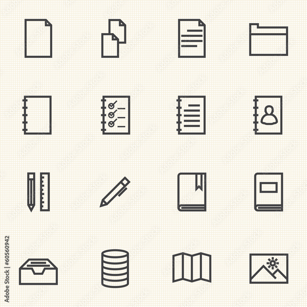 Simple Documents and Library icon sets. Line icons. Stock Vector ...