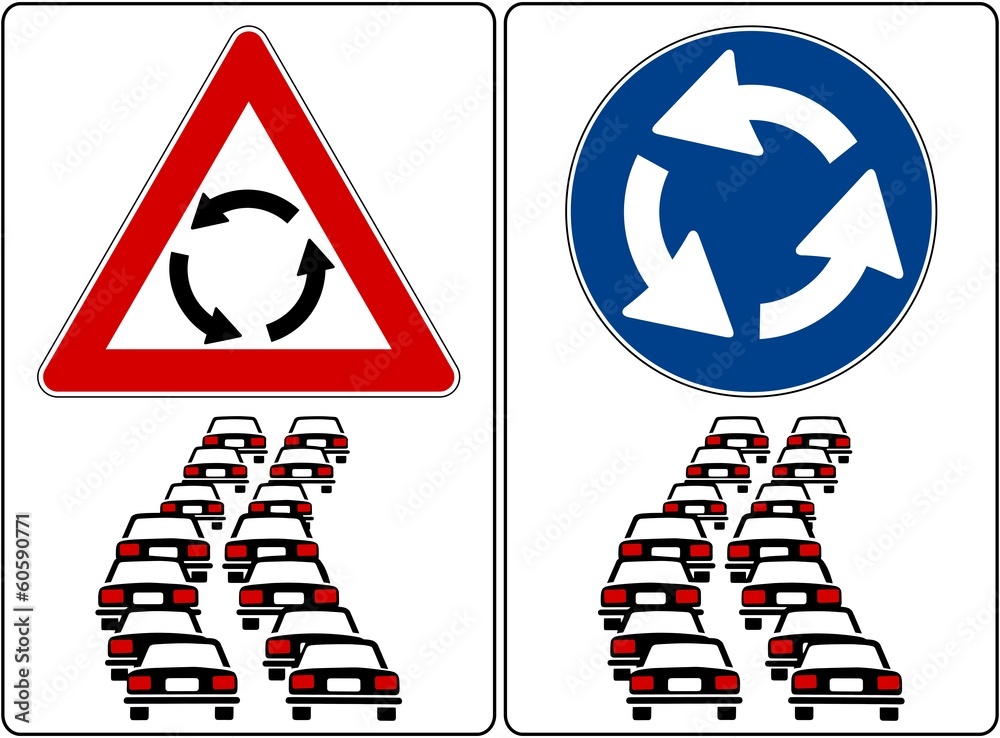 SEGNALE STRADALE ROTATORIA CON INCOLONNAMENTI Stock Vector | Adobe Stock