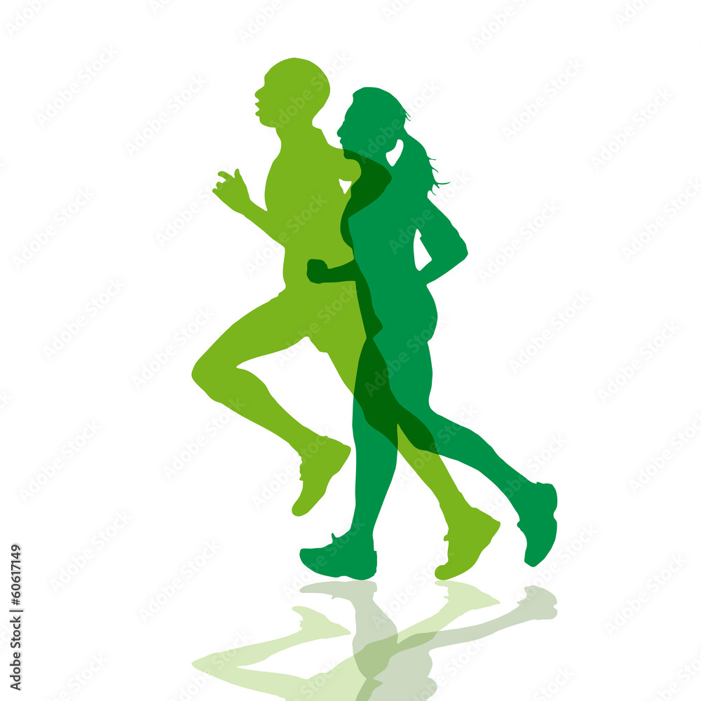 Vector logo green runners, competition and success Stock Vector | Adobe ...