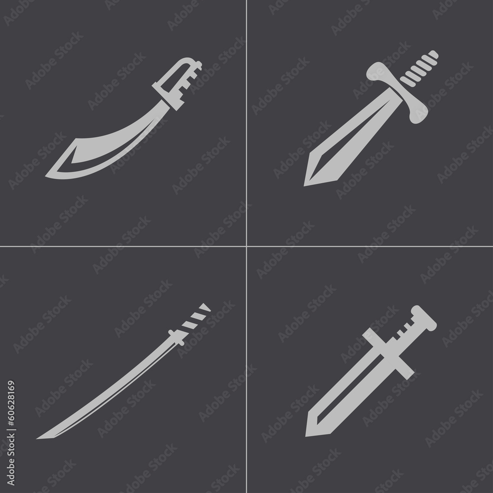Vector black sword icons set Stock Vector | Adobe Stock