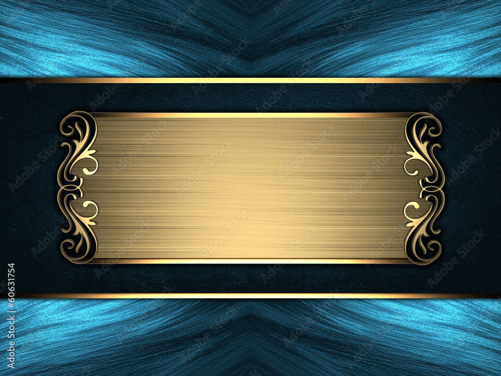 Blue background with a blue sign with gold trim. Design template Stock ...