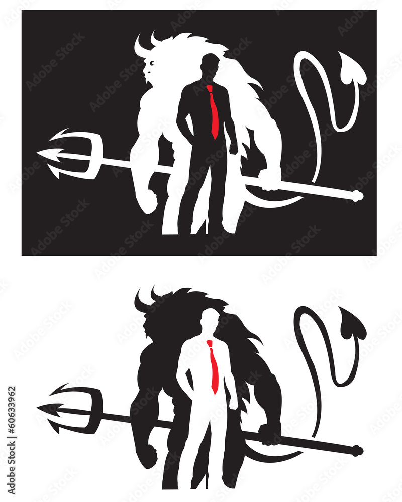Devil and Man Stock Vector | Adobe Stock