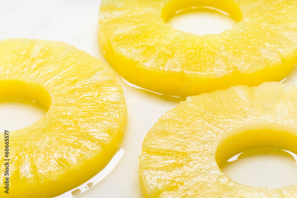 Pineapple Slices On White Background Stock Photo | Adobe Stock