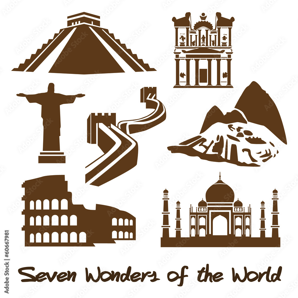 Seven Wonders of the World Stock Vector | Adobe Stock